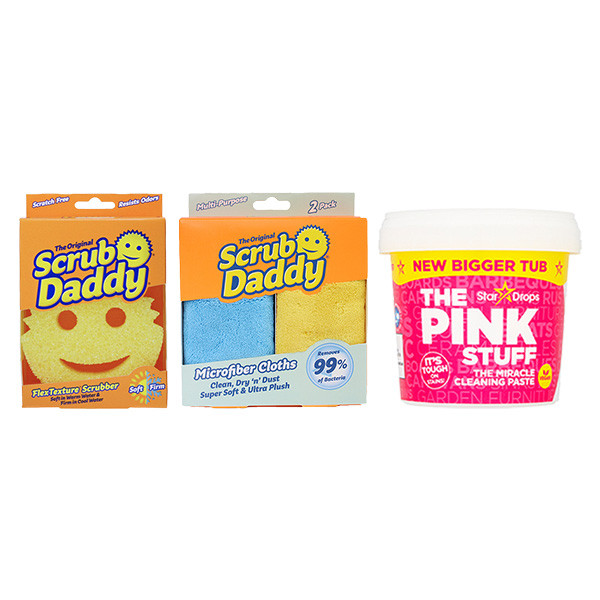 Pack Scrub Daddy | Esponja Original + Scrub Daddy | Paños de microfibra + The Pink Stuff Paste ...